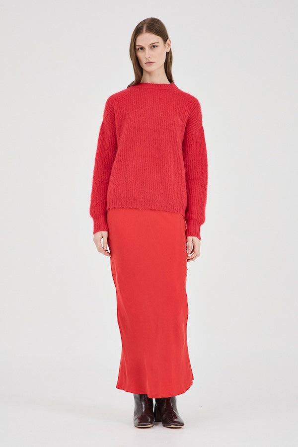 Friend of Audrey | Fluffy Mohair Wool Jumper Red | Girls with Gems