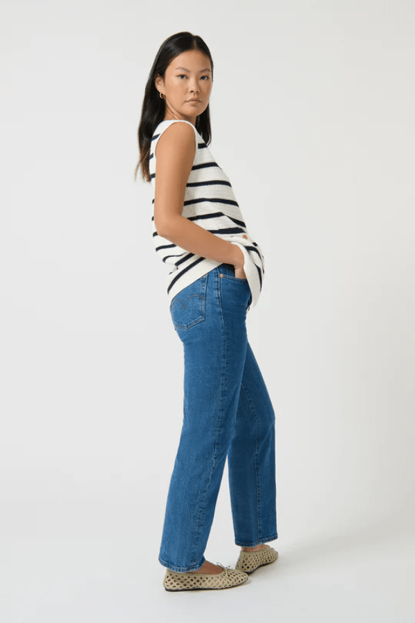 Onte - Helena Gilet Stripe I Navy/White - Girls With Gems