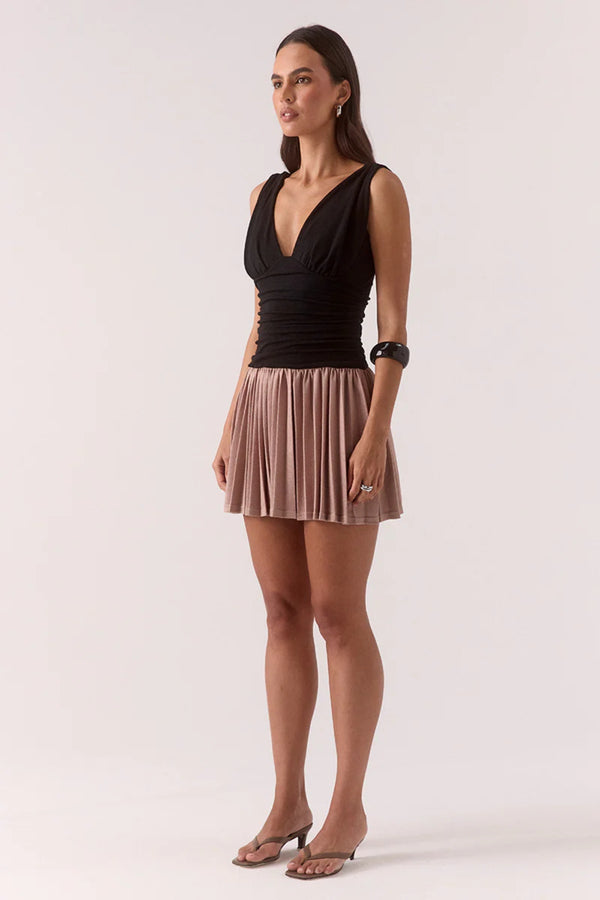 Sovere | Dione Mini Dress Black/Mocha | Girls with Gems