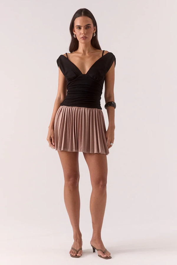 Sovere | Dione Mini Dress Black/Mocha | Girls with Gems